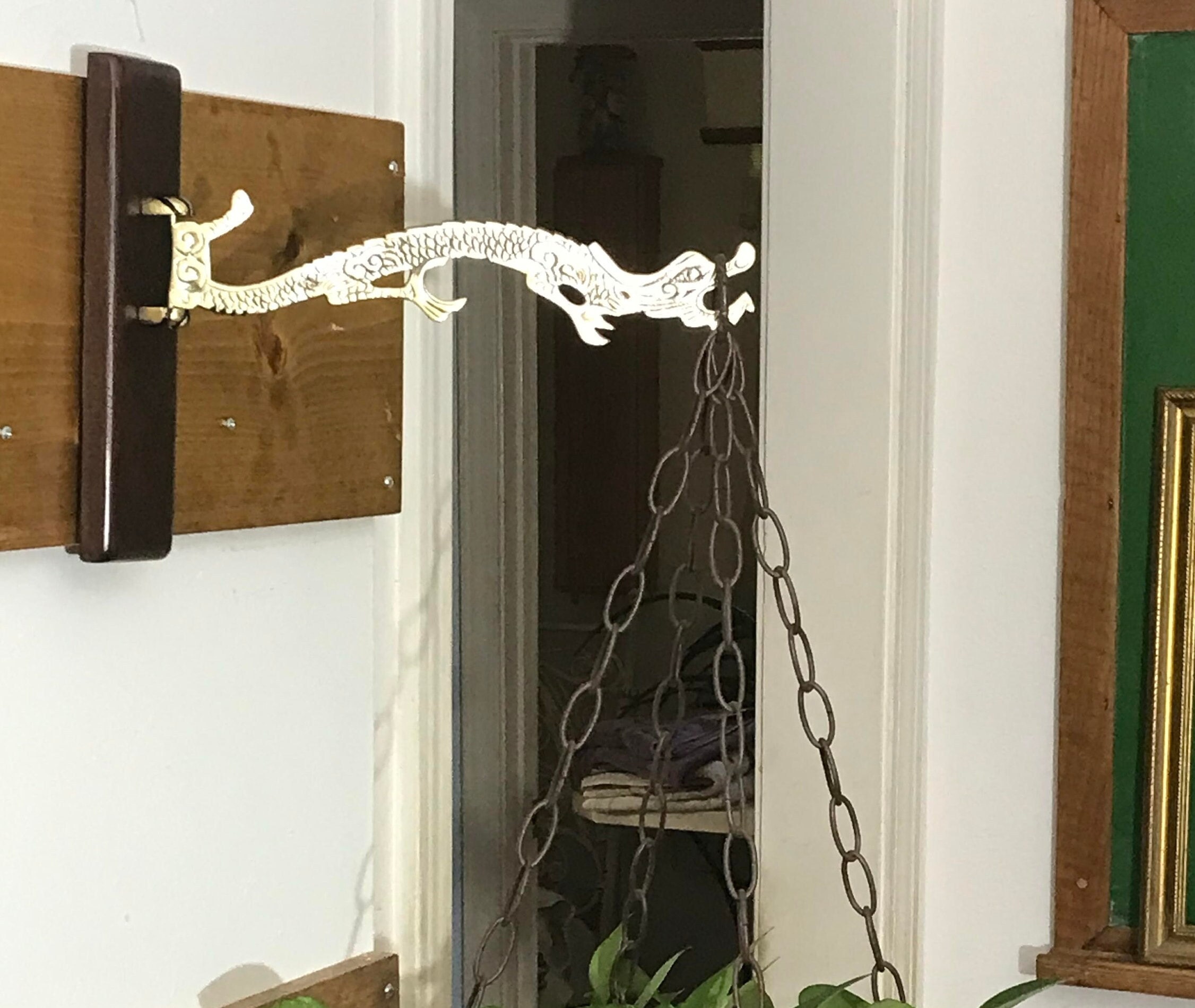 SOLID BRASS DRAGON Wall Mounted Swiveling Hanger for Plants and Other ...