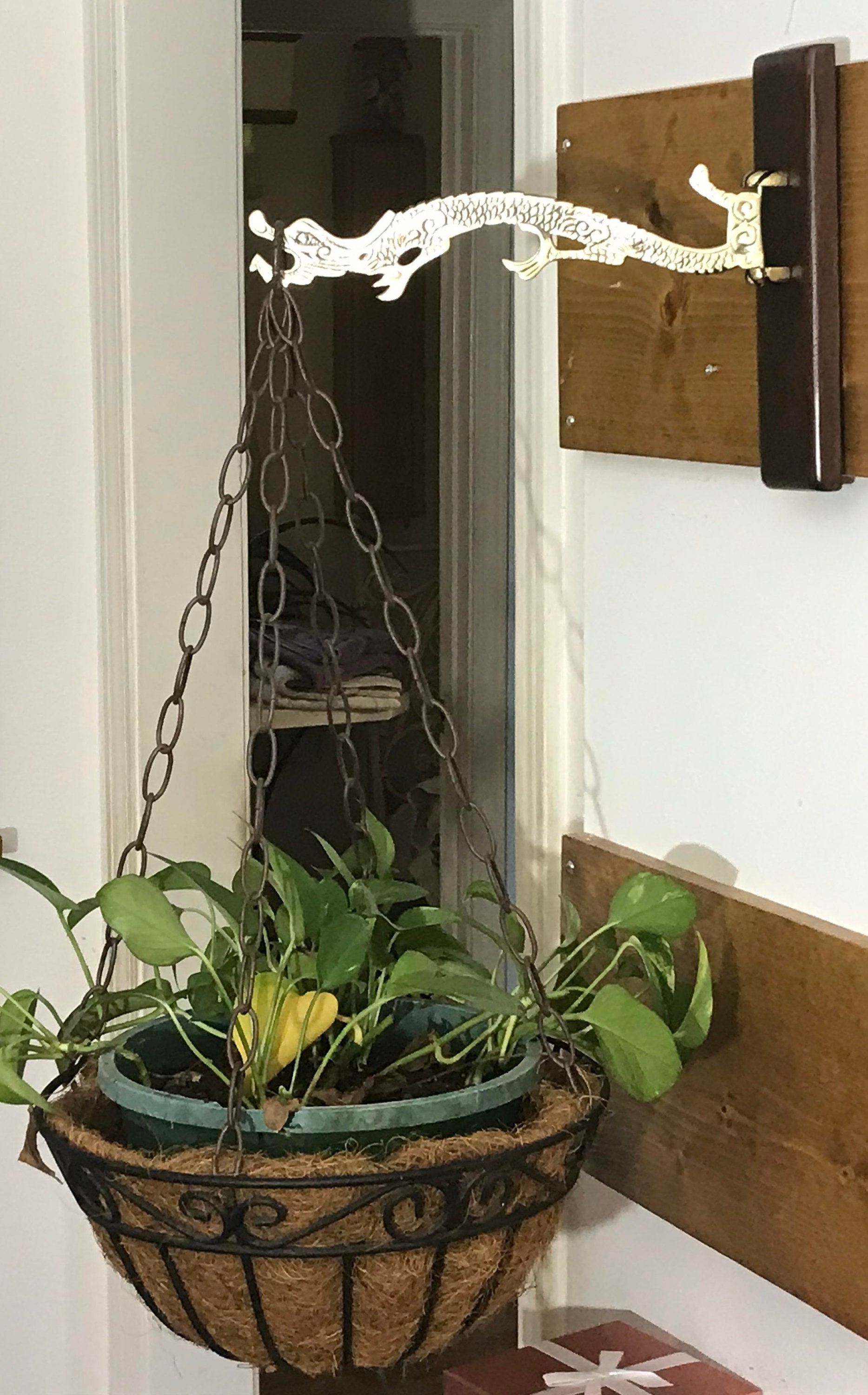 SOLID BRASS DRAGON Wall Mounted Swiveling Hanger for Plants and Other ...