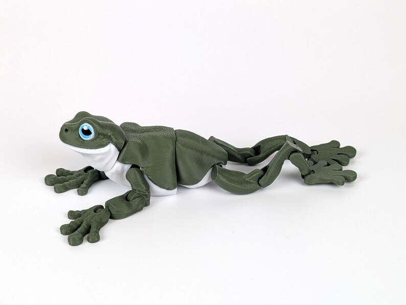 Articulated Tree Frog: 3D Printed Fidget Desk Pet, White's Tree Frog ...