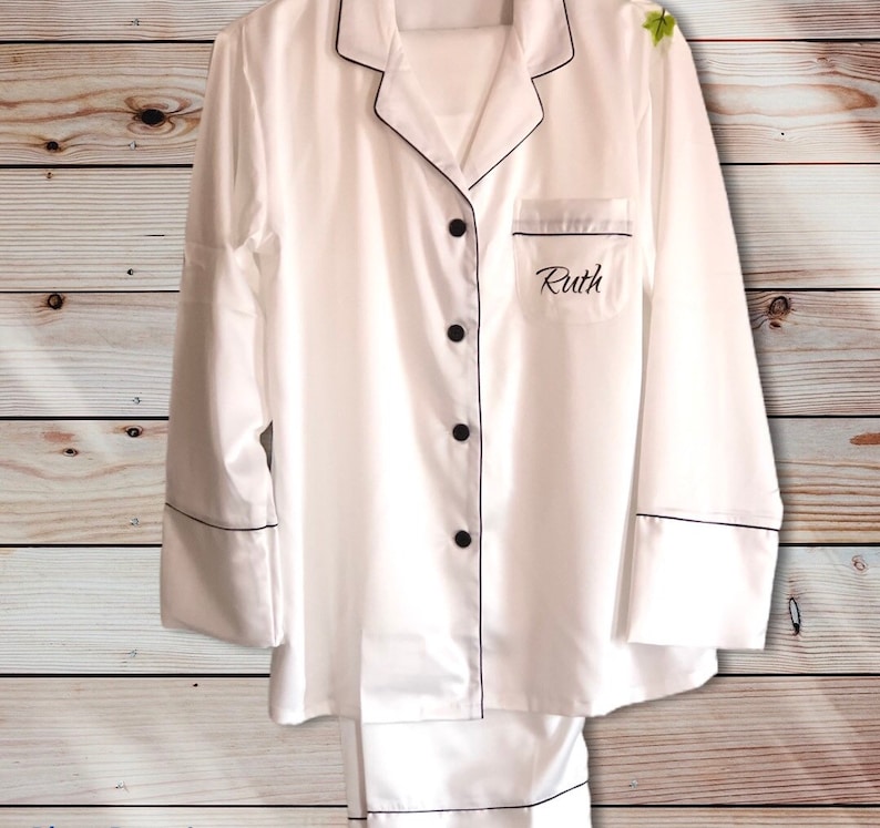 Long Satin Pyjamas Personalised Bride Pyjamas Wedding Pjs | Etsy