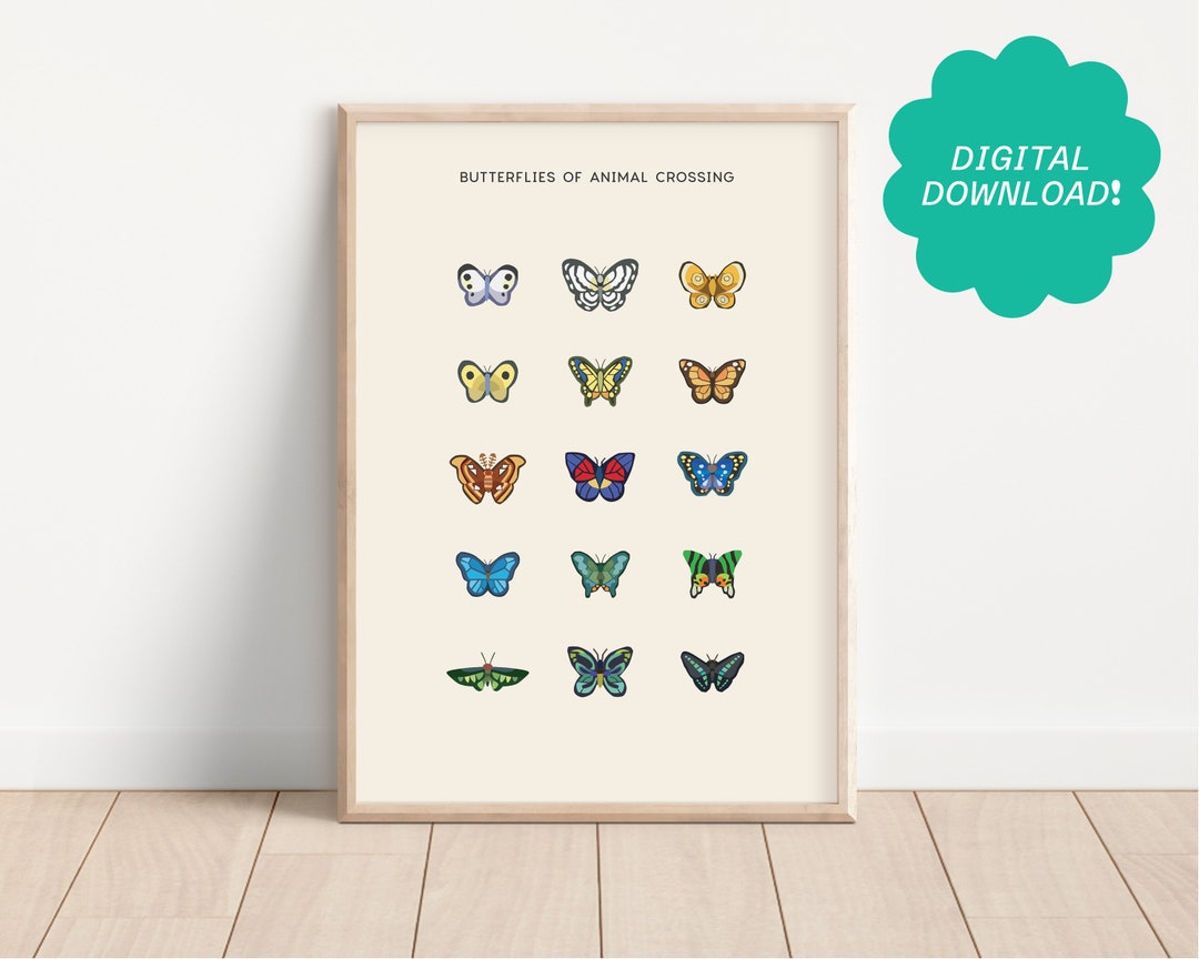 Animal Crossing Butterflies Art Print: New Horizons Gaming Poster ...