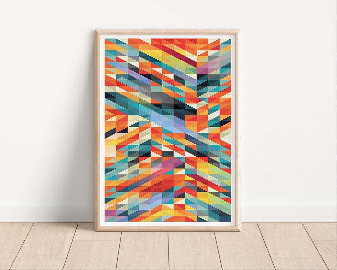Geometric Abstract Art Print: Colorful Minimalist Wall Decor - Etsy