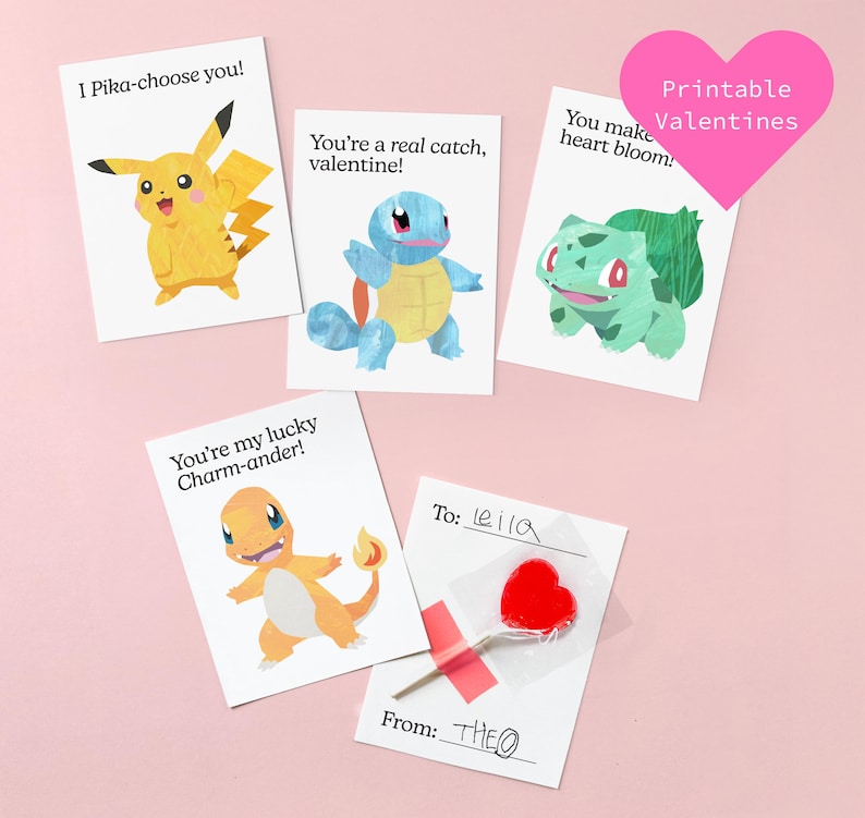 Pokemon Valentine’s Cards Digital Download for Kids – Pikachu ...