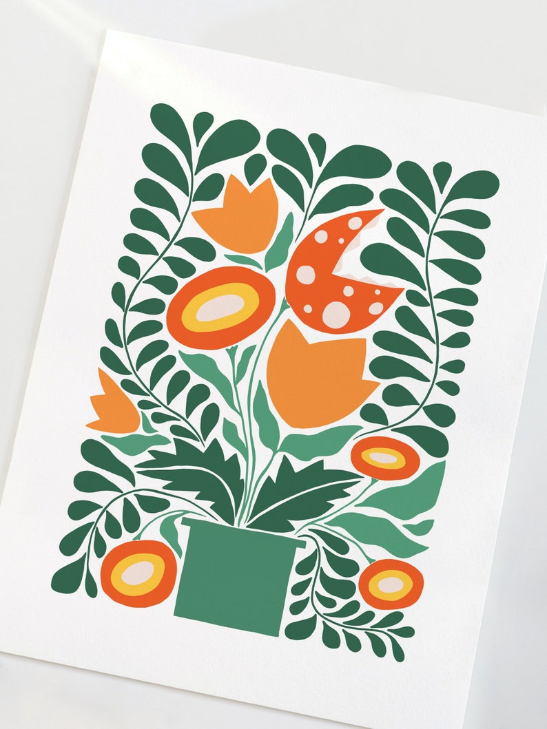 Super Mario Flowers Print: Piranha Plant, Fire Flower Art - Etsy