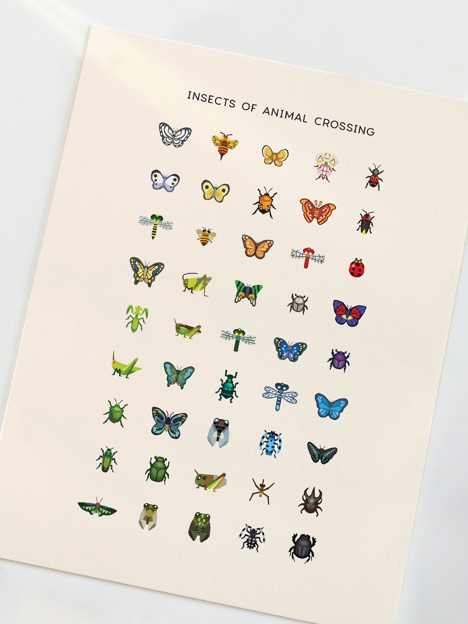 Animal Crossing Insects Print New Horizons Critterpedia Minimal Gaming ...