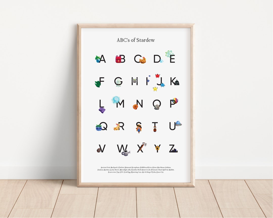 Abc's of Stardew Valley Print | Alphabet Gamer Poster | Cozy Gamer ...