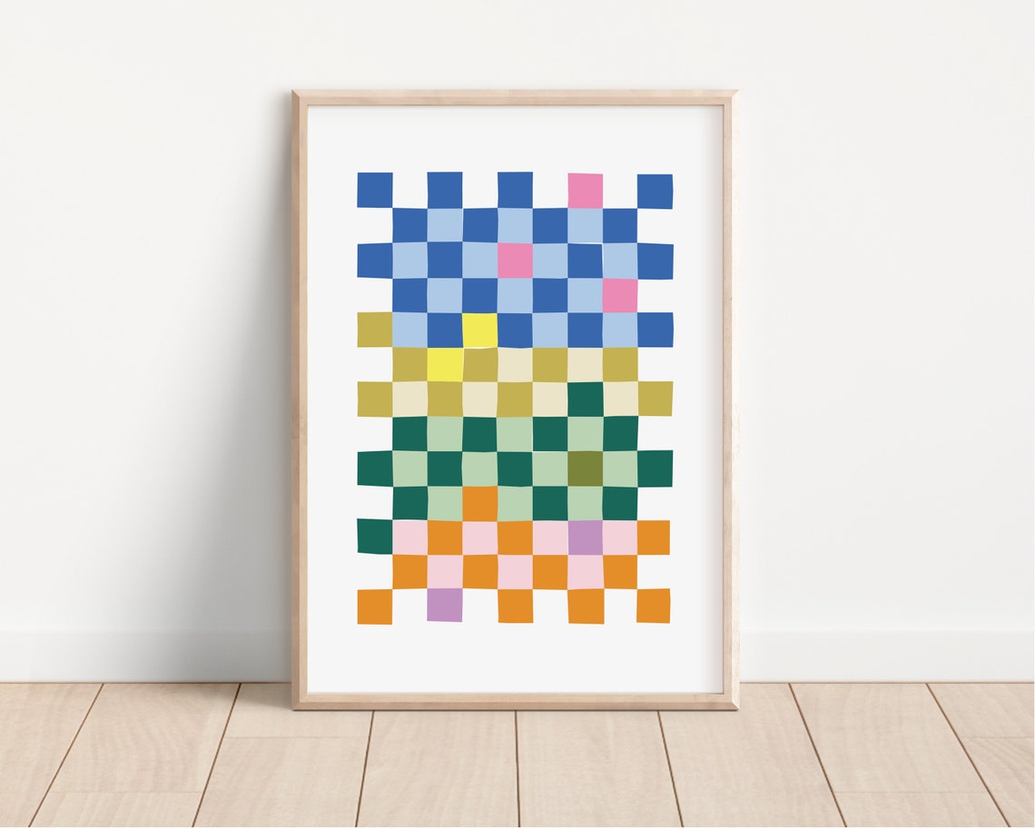 Checkered Wall Print Bright Art Print Modern Trendy Retro - Etsy