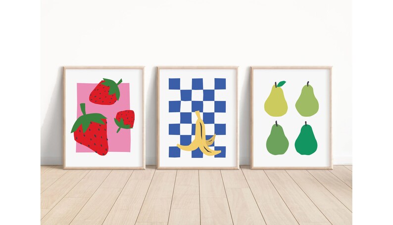 Set of 3 Fruit Prints Fruit Posters Kitchen Wall Decor - Etsy
