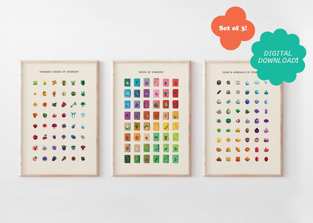 Stardew Valley BUNDLE Digital Download | Set of 3 Prints | Minimal ...