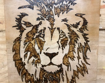 Lion wood burning | Etsy