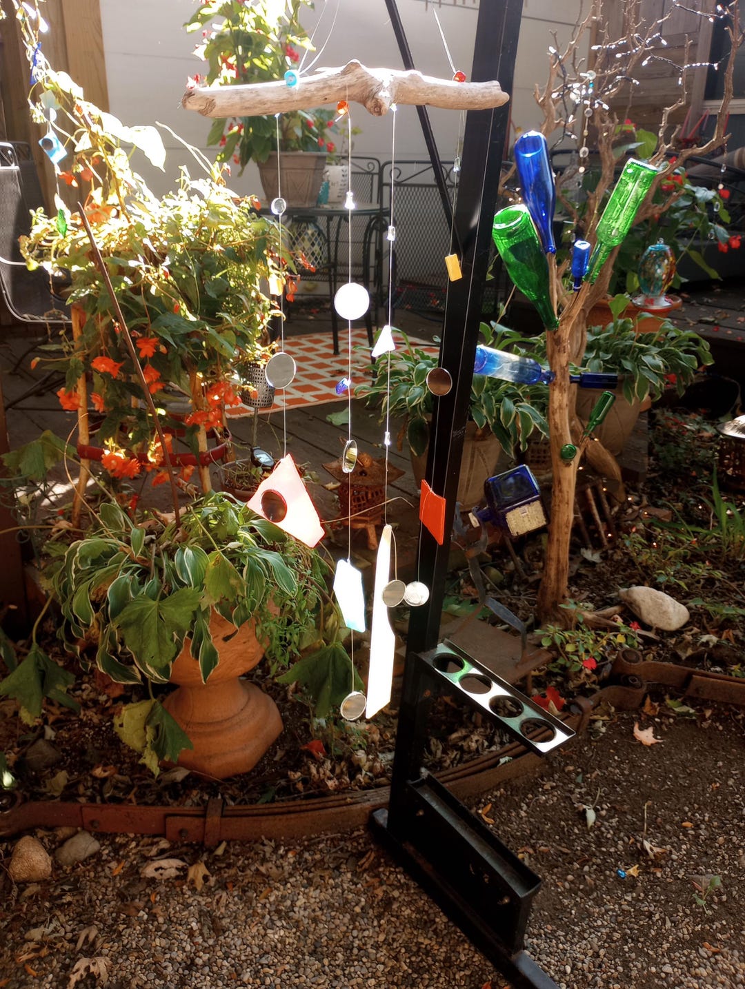 Stained Glass and Mirror Wind Chime - Etsy