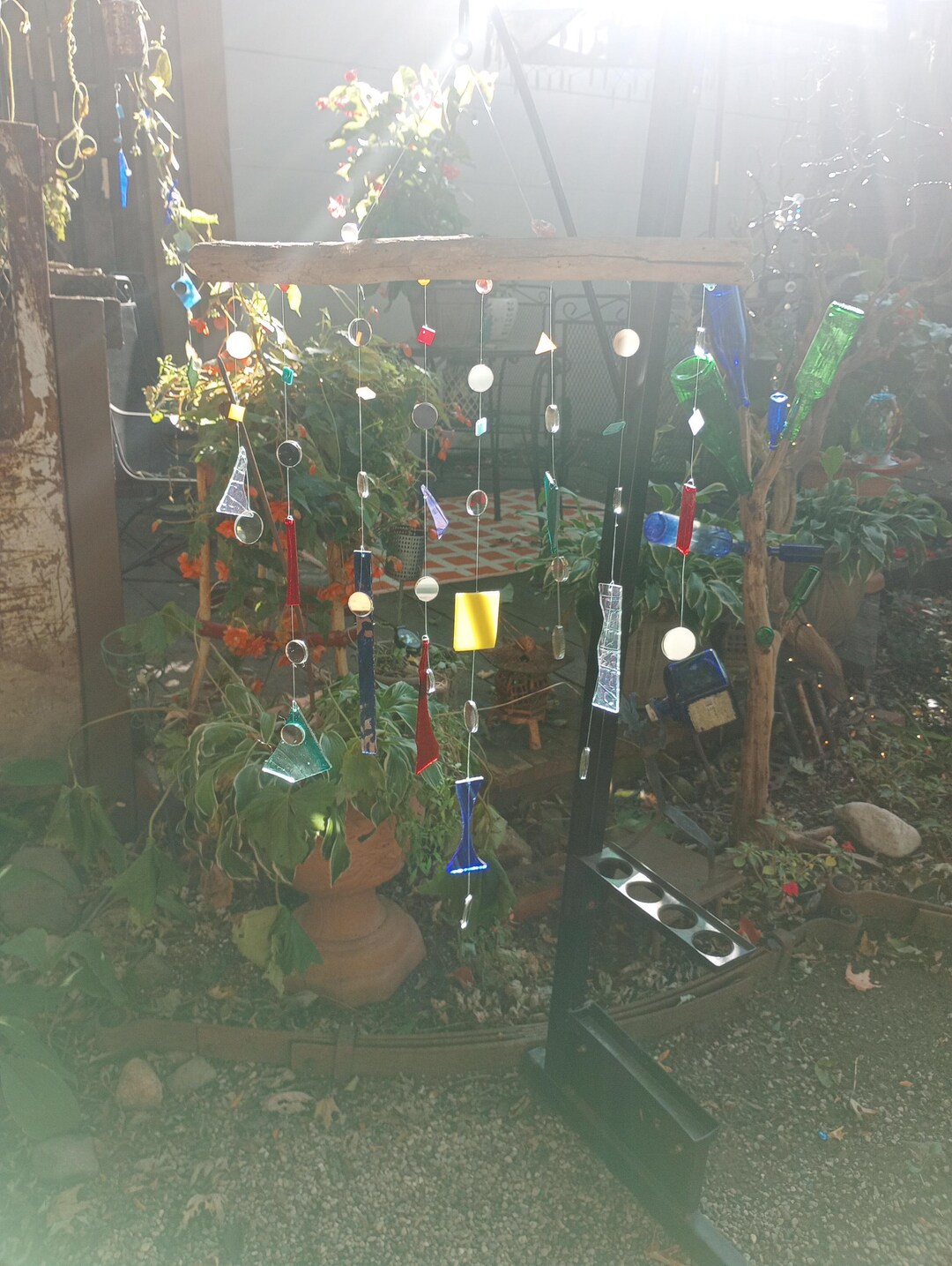 Stained Glass and Mirror Wind Chime - Etsy