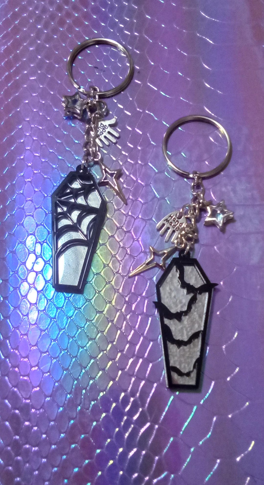 Two Coffin Keychains With Charms - Etsy