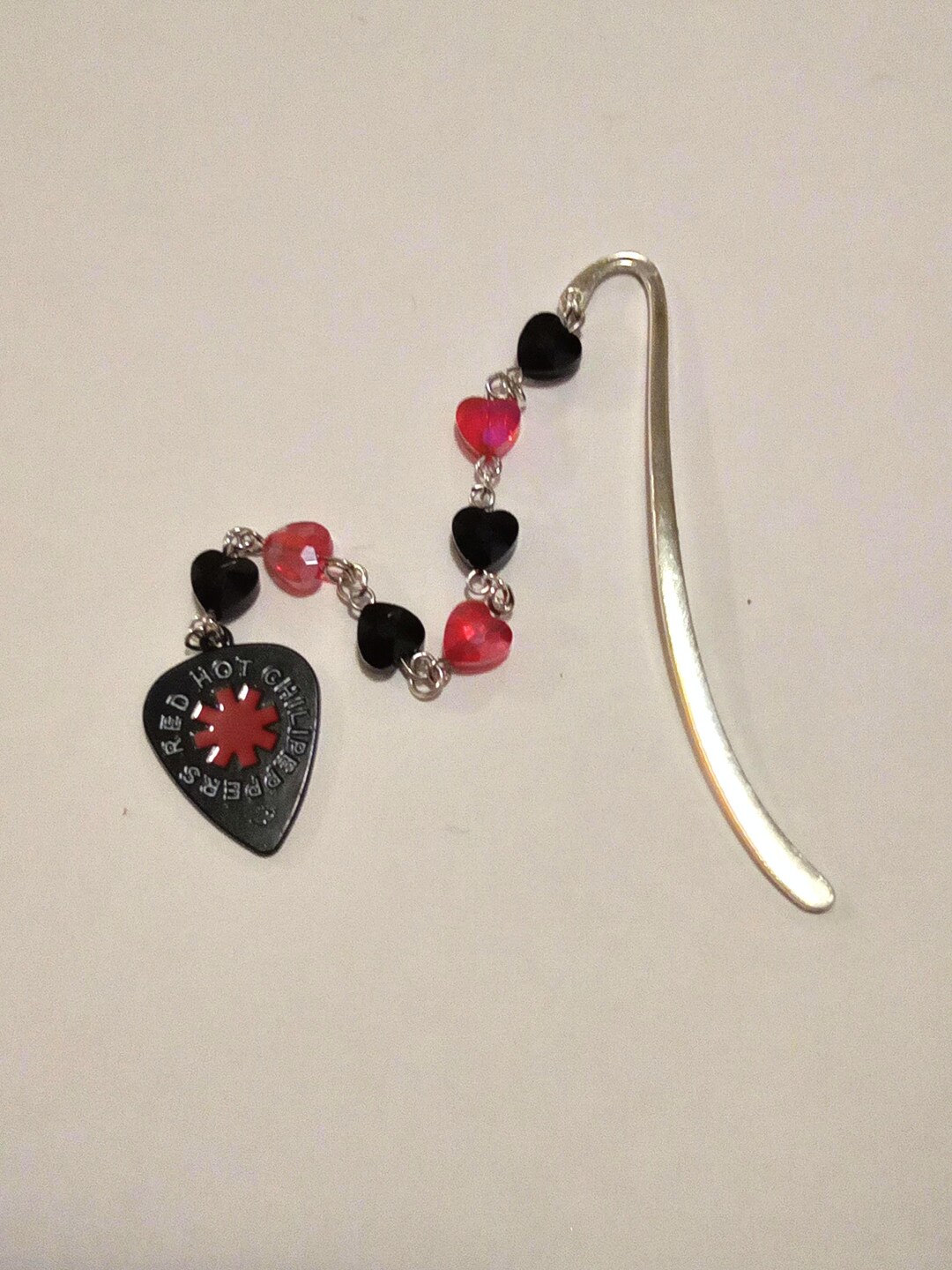 Bookmark With a Rock Band Charm, Black and Red, Bookmarks, Book Lovers ...