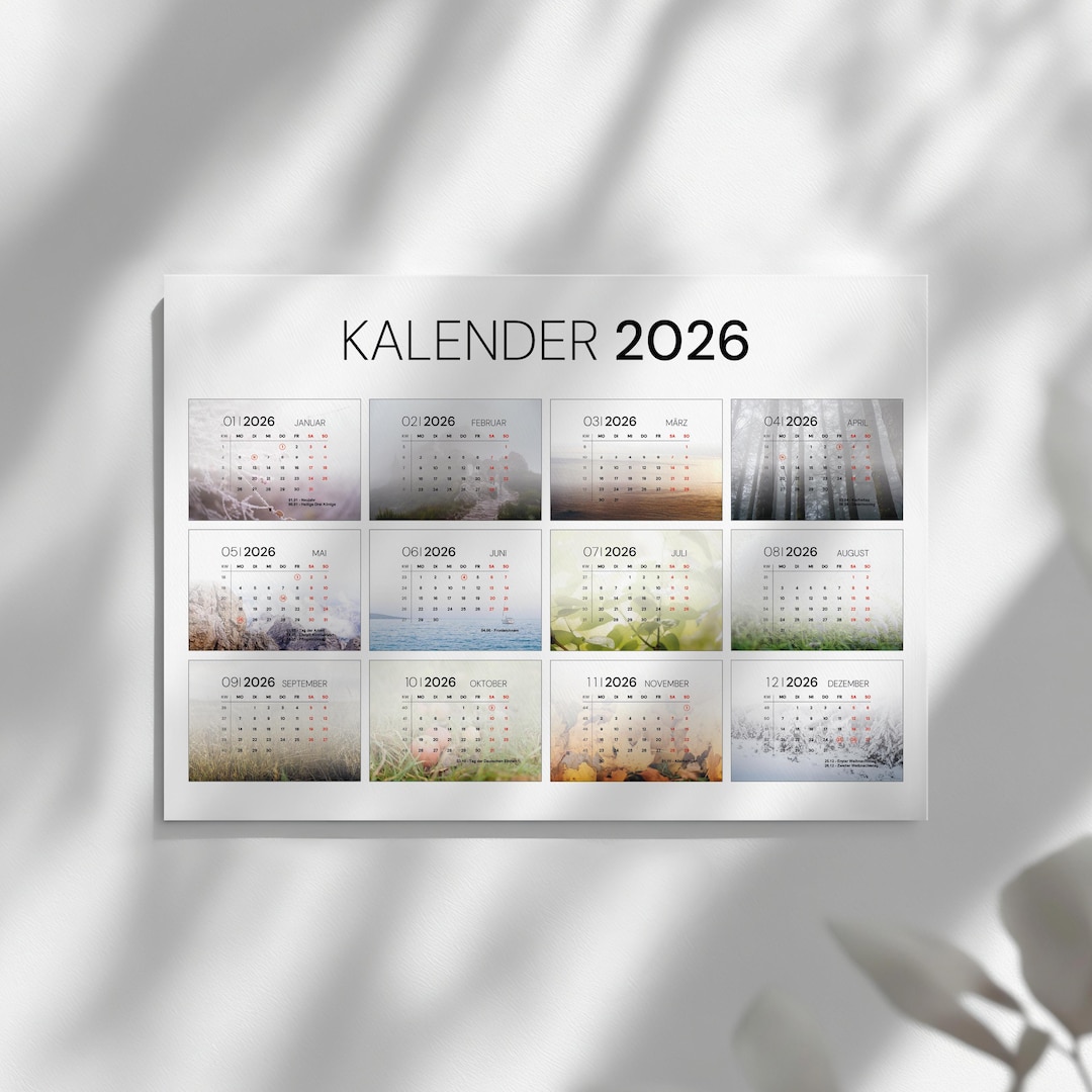 2026 Calendar | Digital Printable Desk Calendar | Minimalist Desk ...