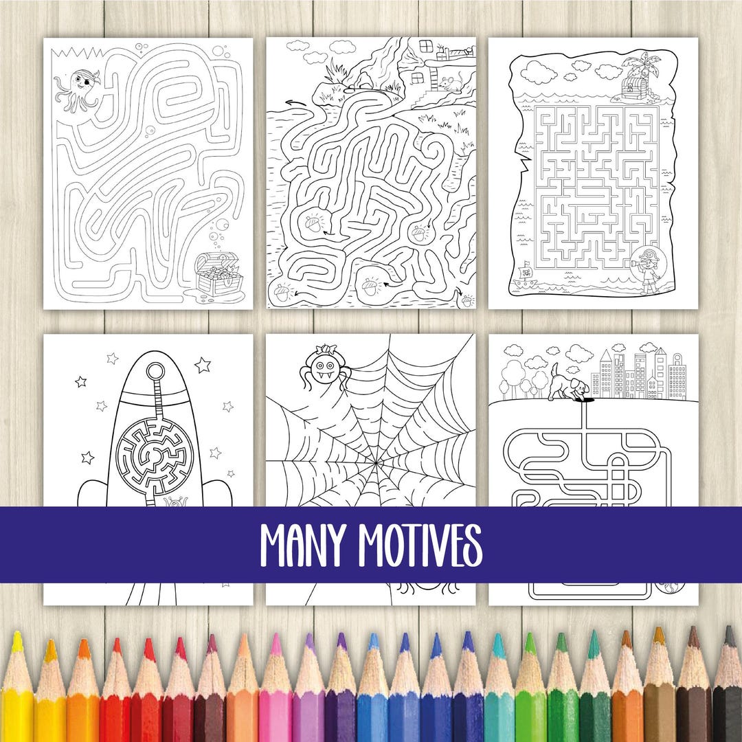 30 Labyrinths to Print Out Immediately for Children, Puzzles, Coloring ...