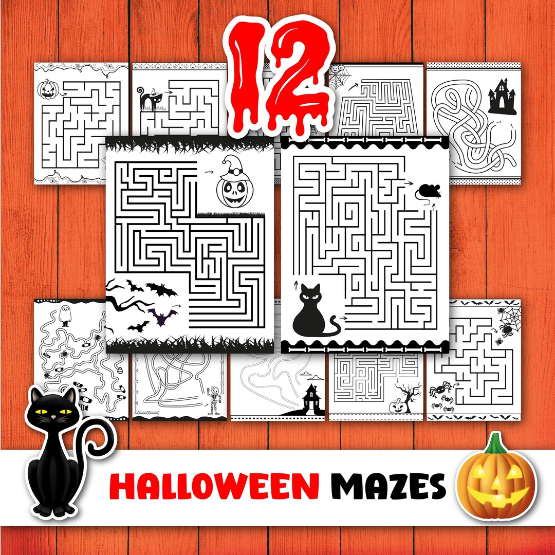 Halloween Maze for Kids – 12 Printable Puzzles | Educational Game ...