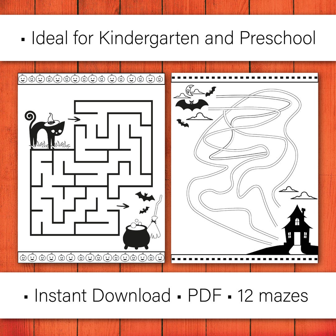 Halloween Mazes for Kids – 12 Printable Maze Puzzles | Ideal for ...