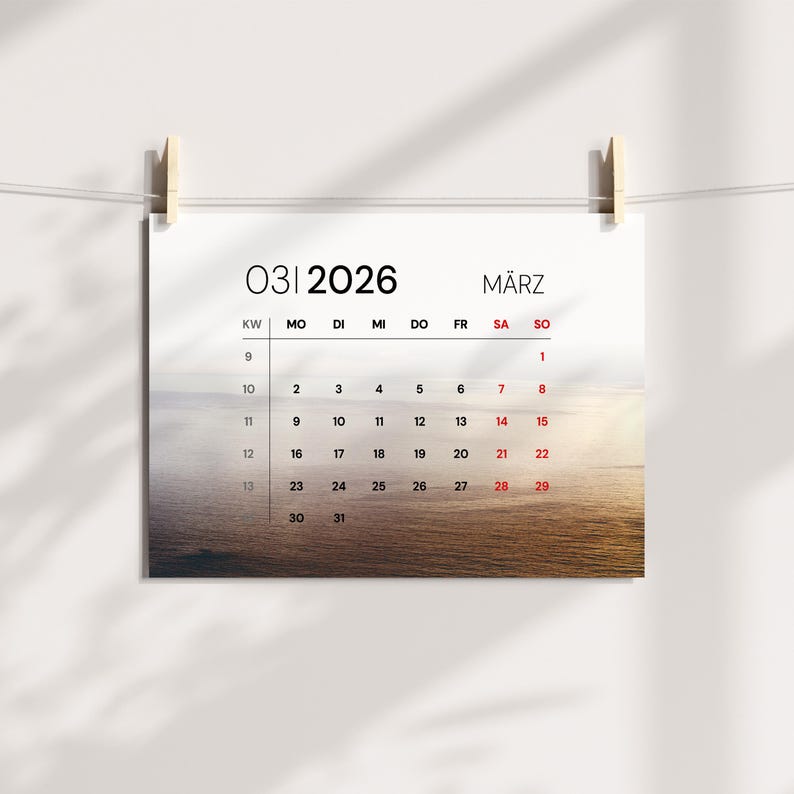 Desk Calendar | 2026 Calendar | Printable | Minimalist Desk Calendar ...