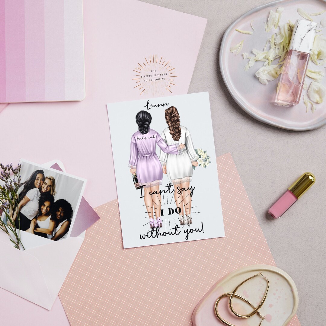 Custom 'will You Be My Bridesmaid' Proposal Card & Illustrated ...