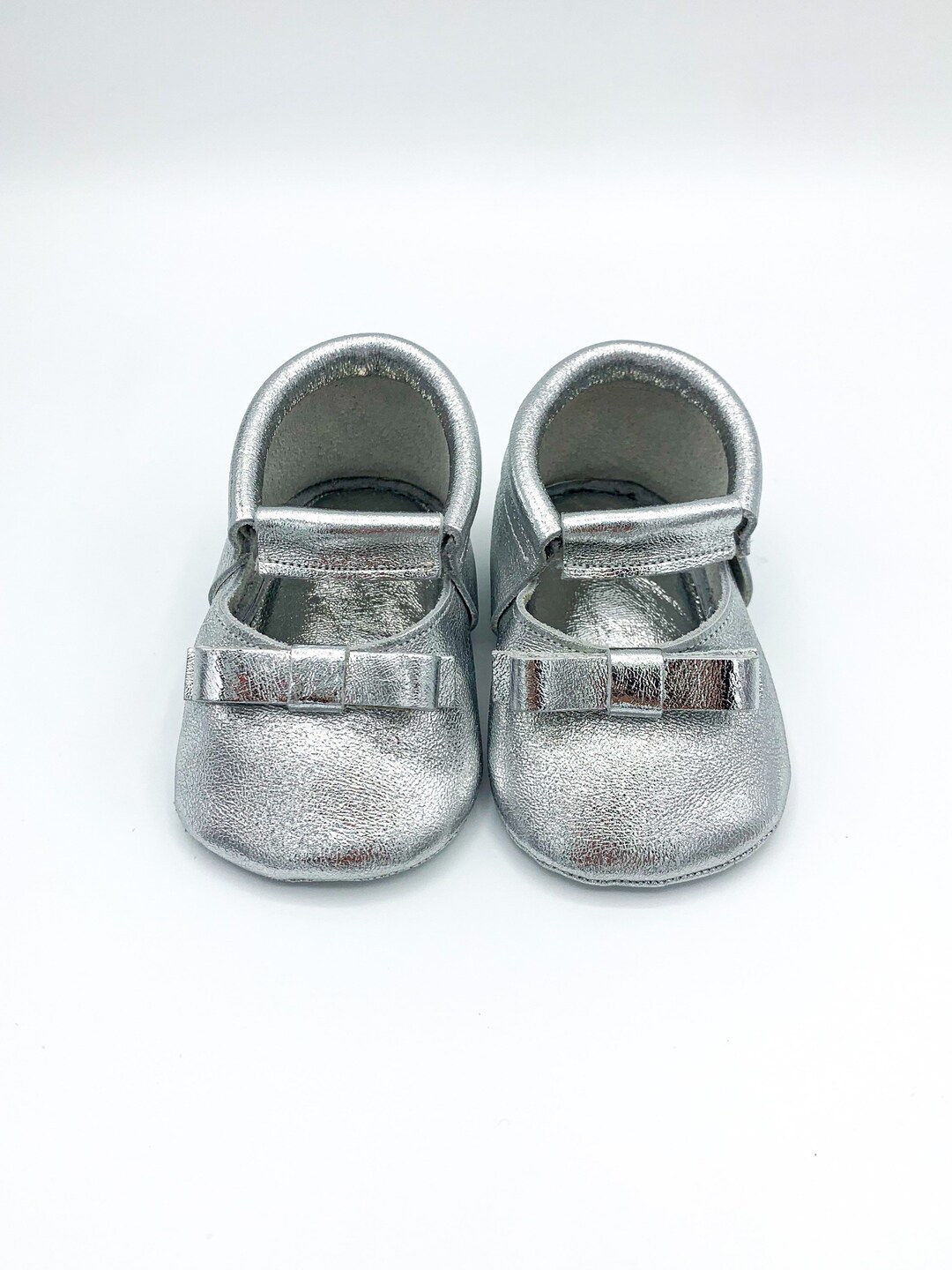 Metallic Baby Shoes, Baby Baptism Shoes, Glitter Baby Moccasins, Silver ...