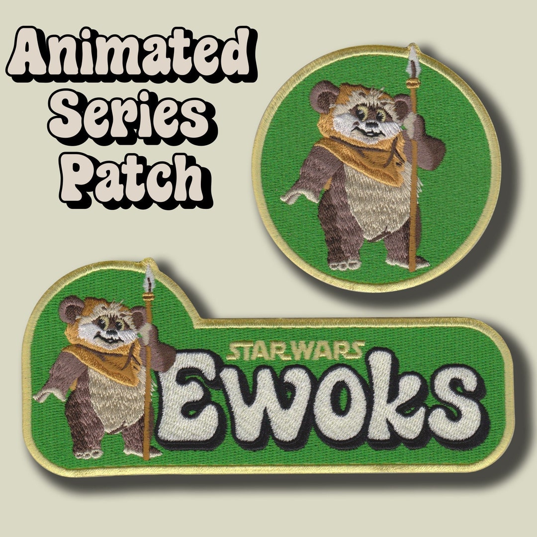 Kenner STAR WARS "ewoks" Vintage Animated Series Style Logo & Wicket Solo Character Embroidered ...
