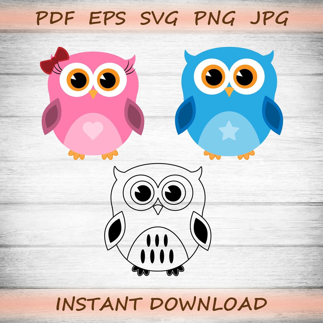 Cute Owls Bundle | Cute Owls Clipart | Owl Silhouette | Owl Printable ...