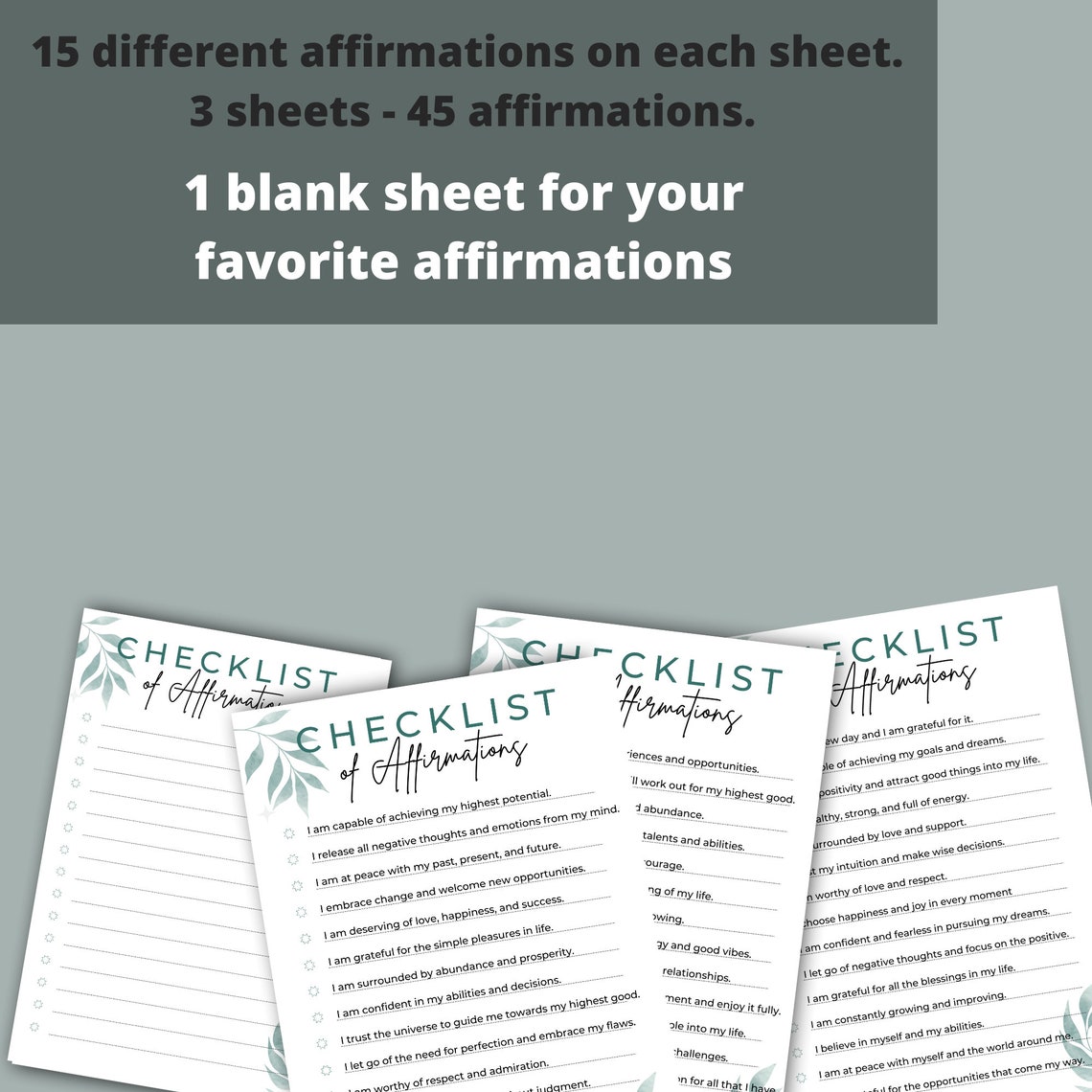 Printable Checklist of Affirmations: Experience Daily - Etsy