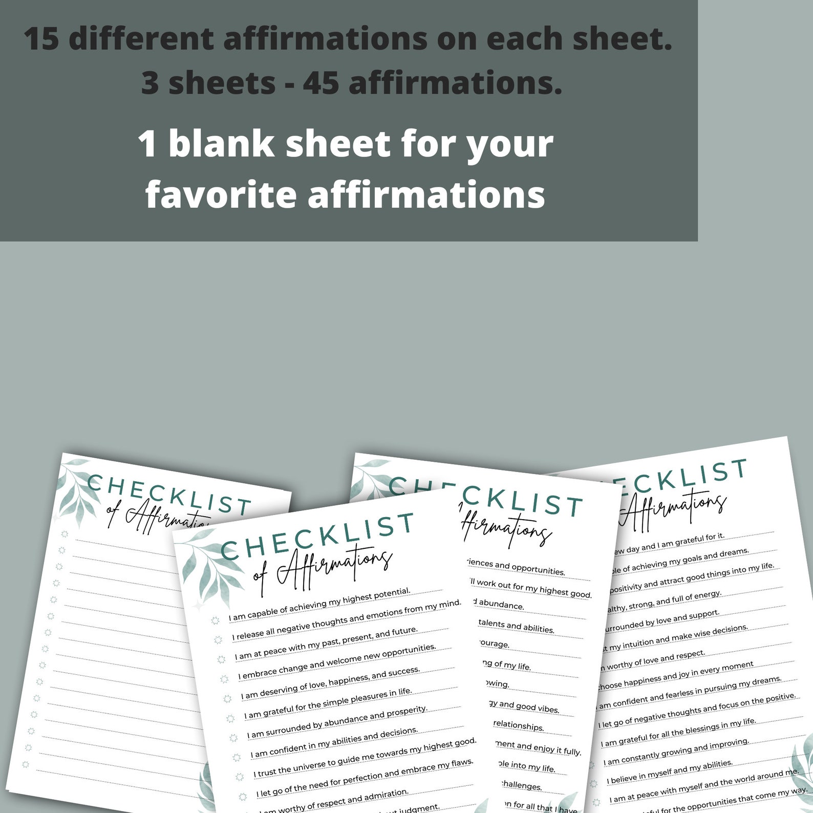 Printable Checklist of Affirmations: Experience Daily - Etsy