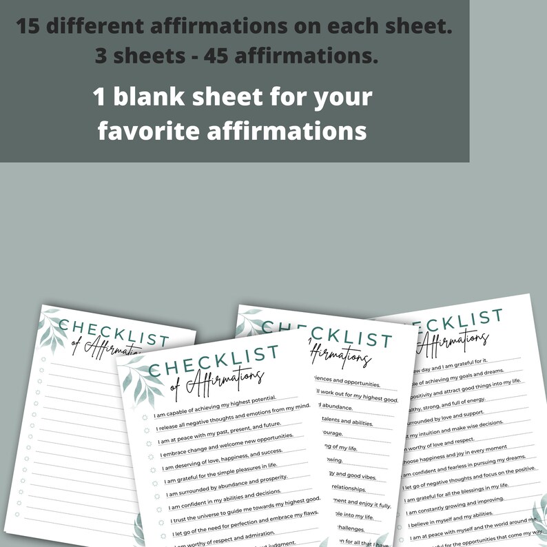 Printable Checklist of Affirmations: Experience Daily Inspiration With ...