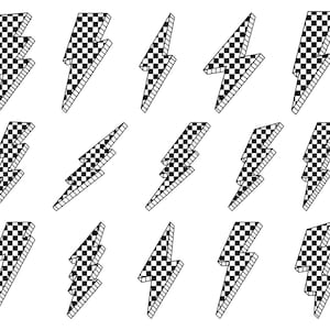 Bundle of 15 Checkered Lightning Bolt - Pdf, Eps, Svg, Png (300 Ppi ...