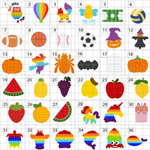 Pop It Clipart Bundle Halloween Christmas Pop It Party Just Poppin 70 ...