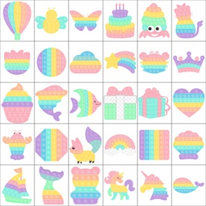 Pop It Clipart Pastel | Pop It Bundle Pastel | Unicorn | Rainbow ...