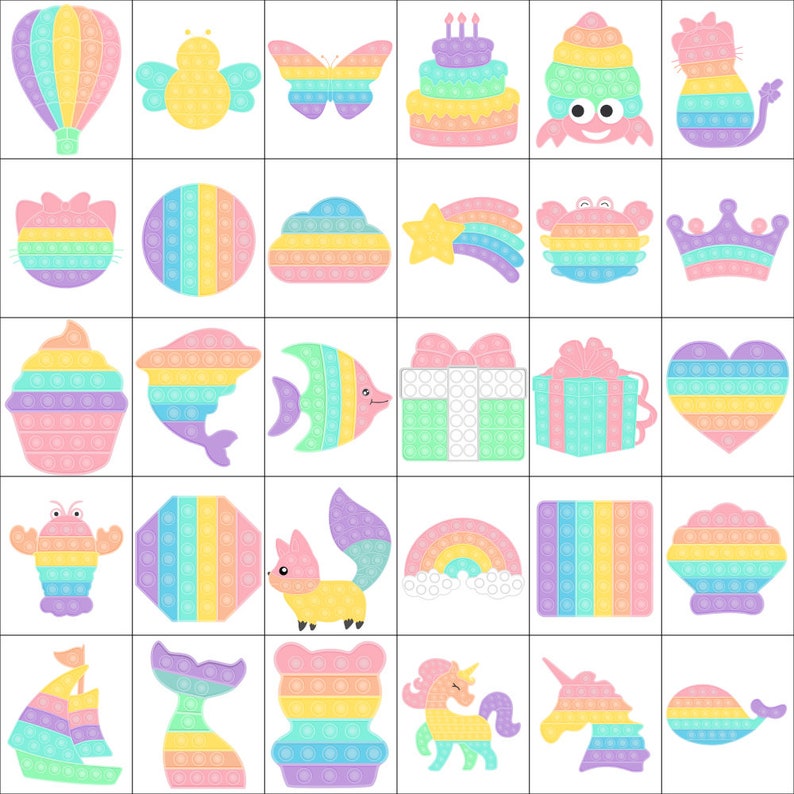 Pop It Clipart Pastel Pop It Bundle Pastel Unicorn - Etsy