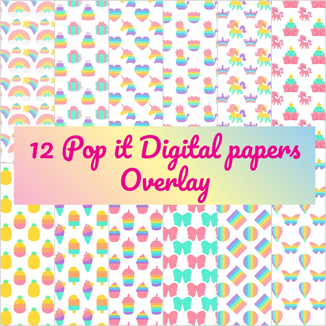 Pop It Digital Paper Overlay Transparent Background Just - Etsy