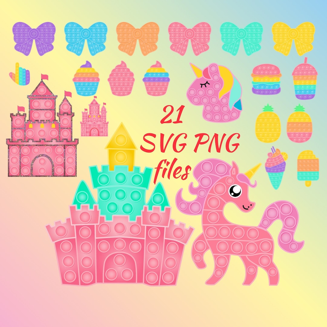 Pop It Clipart Pastel | Pop It Bundle Pastel | Unicorn | Castle ...
