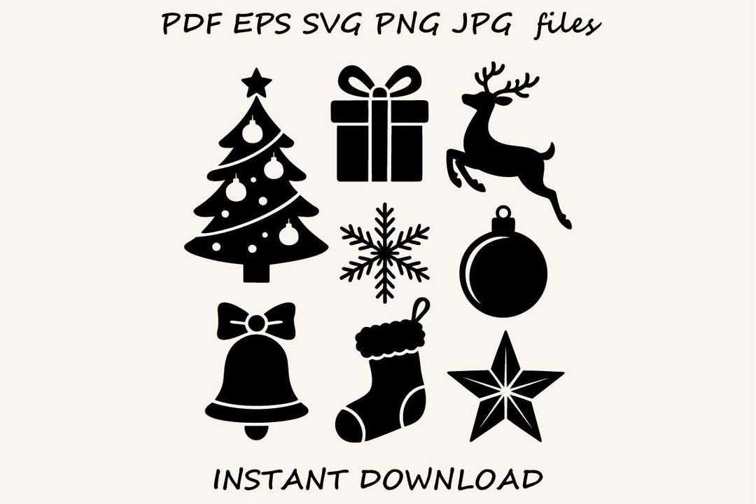 Icônes de Noël SVG coupe fichiers – sapin, renne, flocon de neige ...