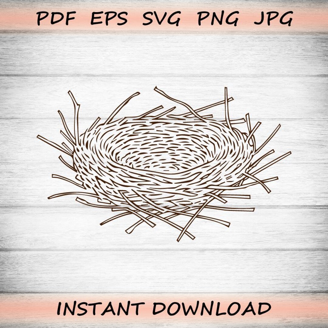 Rustic Bird Nest Illustration for Nesting Party Decor High-quality ...