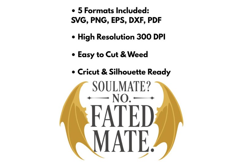 Soulmate No Fated Mate SVG, Fantasy Reader Dragon Wings Cut File ...