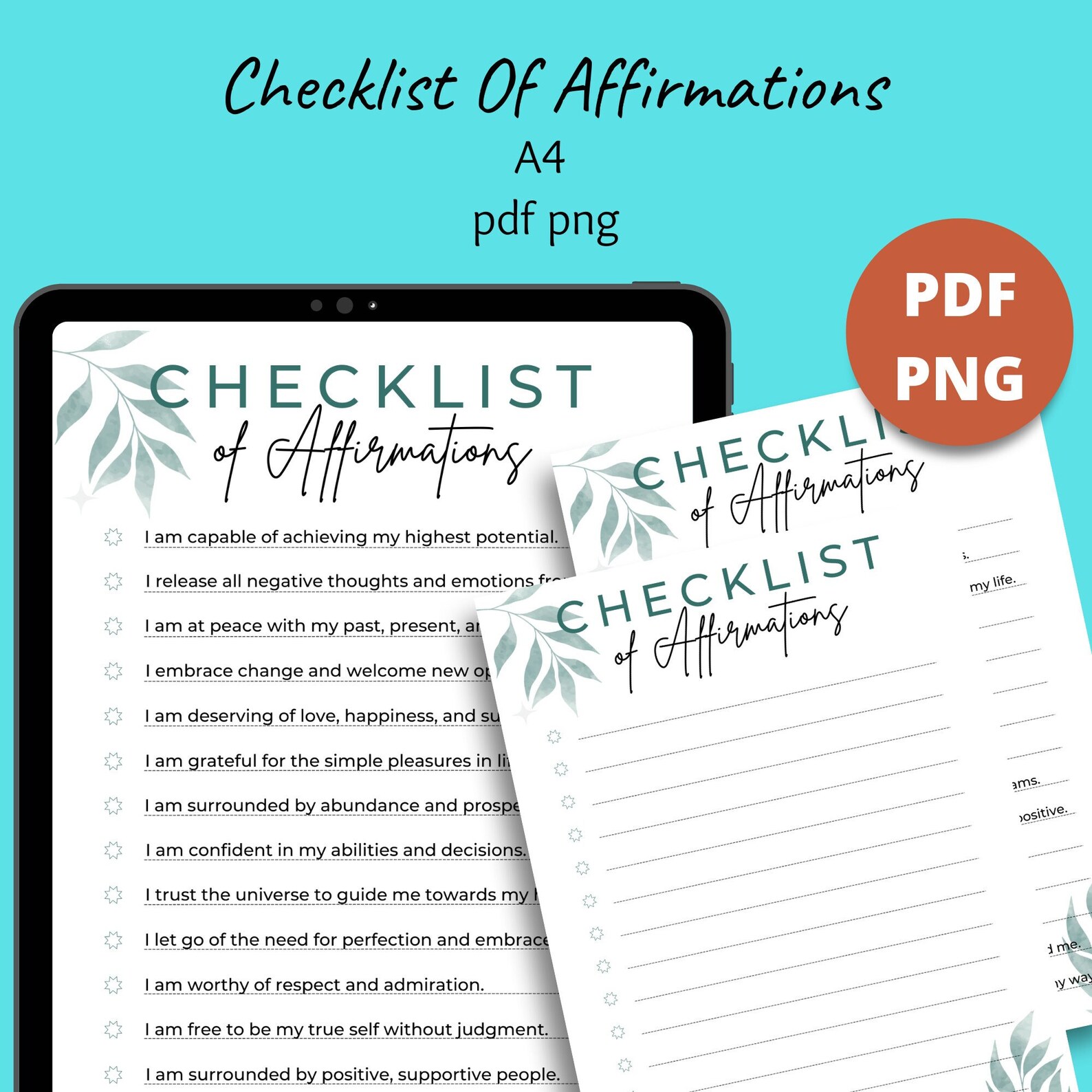 Printable Checklist of Affirmations: Experience Daily - Etsy