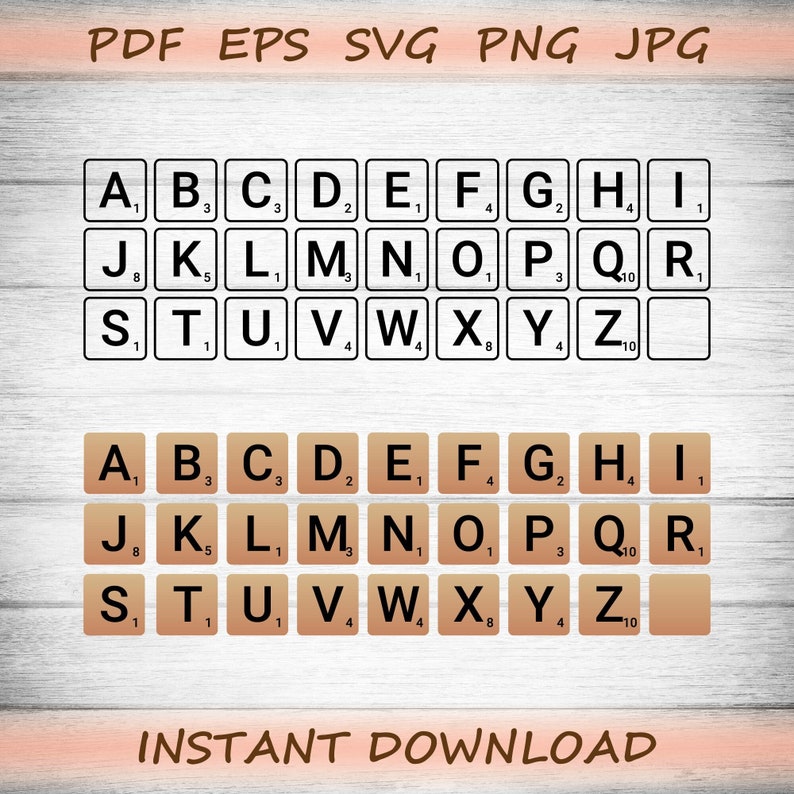 Scrabble Tile Letters Clipart, Game Silhouette (digital Download) - Etsy