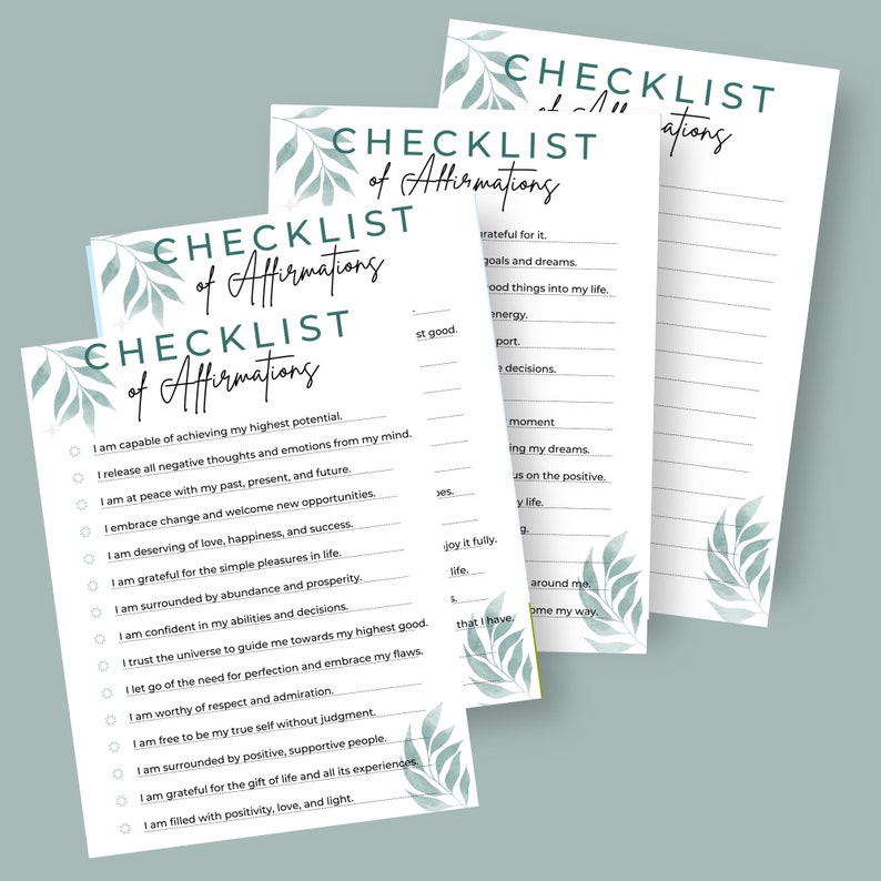 Printable Checklist of Affirmations: Experience Daily - Etsy
