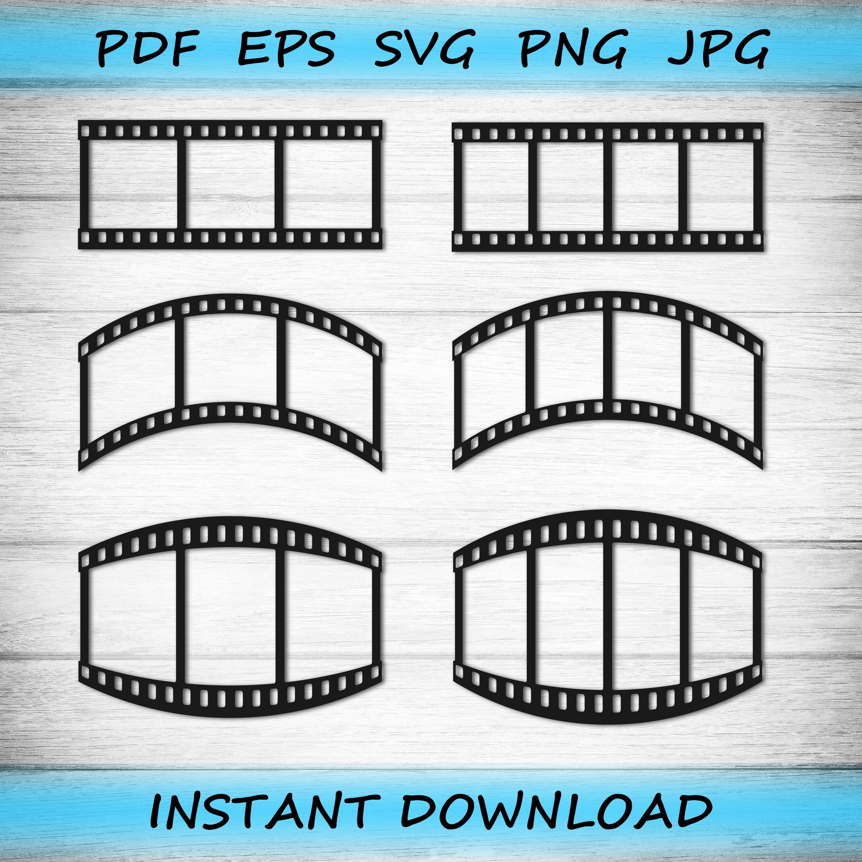 Retro Film Strip Frames - 60 Photo Overlay Designs (digital Download ...