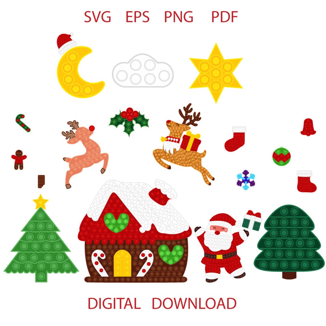Christmas Pop It Clip Art | Pop It Digital Clipart | Santa | Mistletoe ...