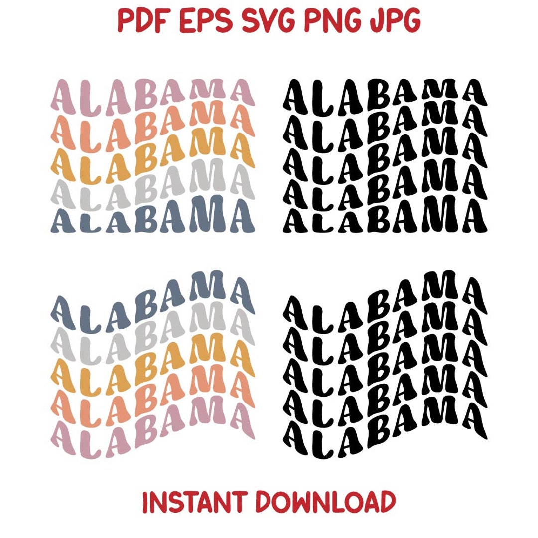 Alabama Groovy Wavy Cutting and Print Vector Files - Etsy