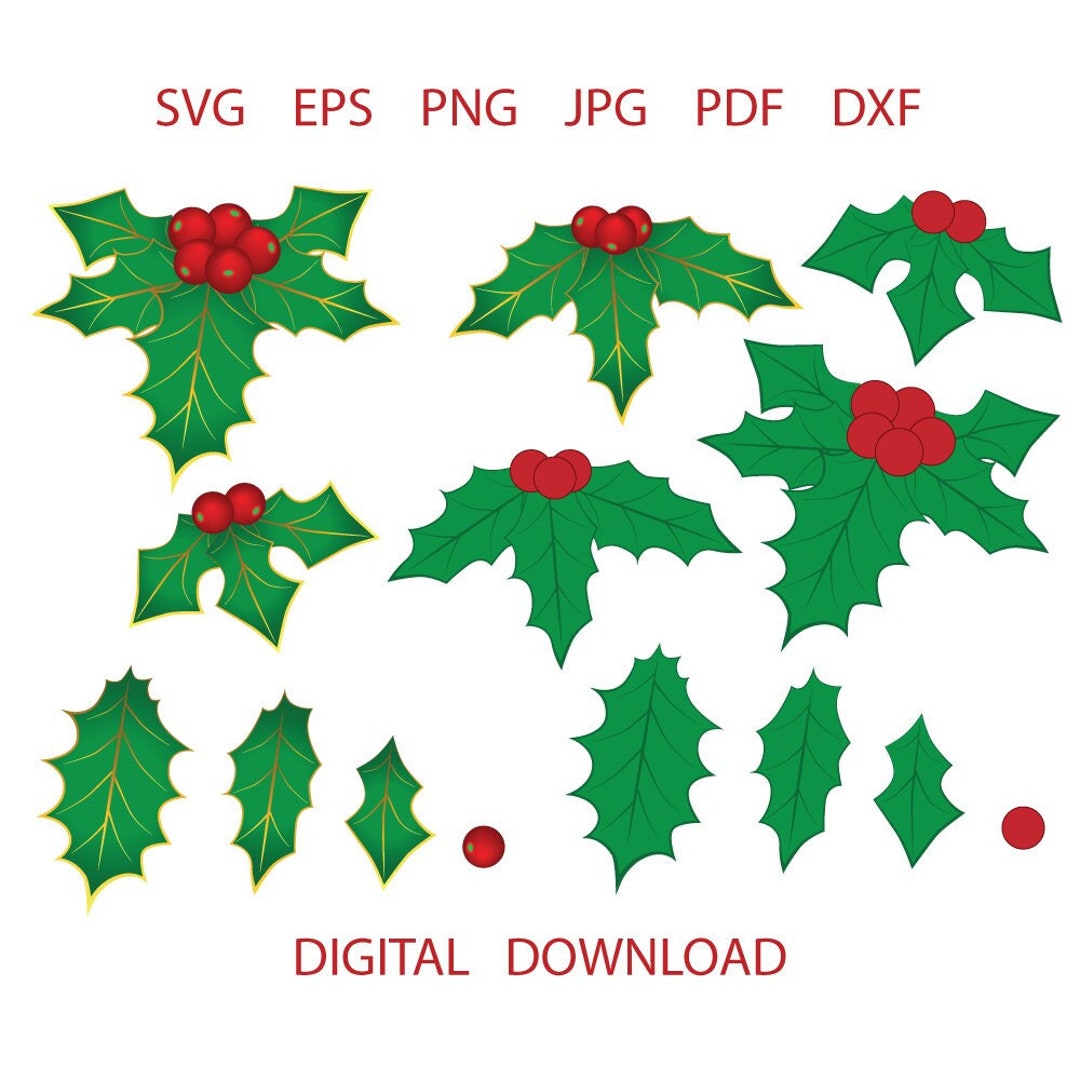 Christmas Holly | Christmas Holly Leaf | Print and Cutting | Vector ...