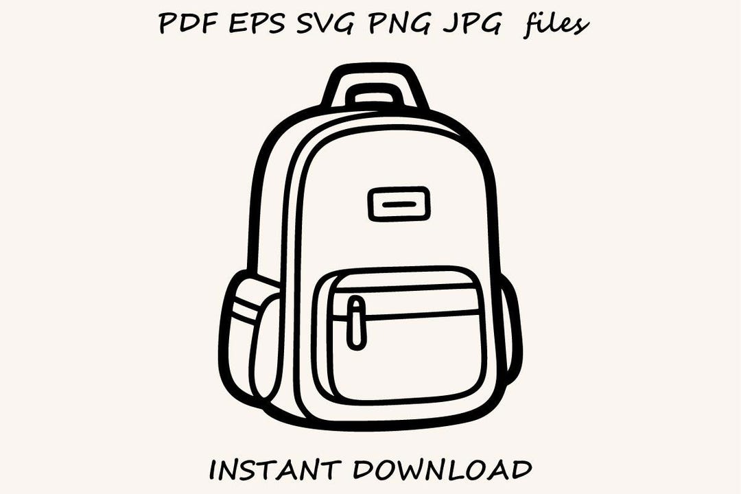Backpack Outline SVG, School Bag Line Art for Name Tags and Labels - Etsy