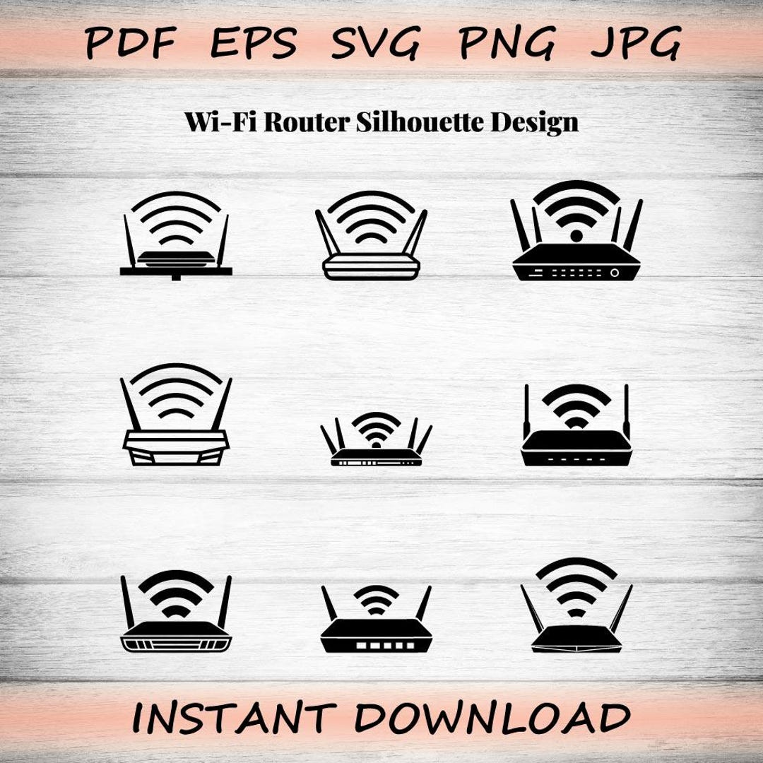 Wi-fi Router Silhouette Bundle – 9 Cutting and Sublimation Designs (svg ...