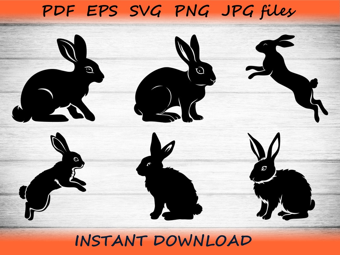 Rabbit Silhouette Bundle | SVG Cut Files | Printable Vector Clip Art ...