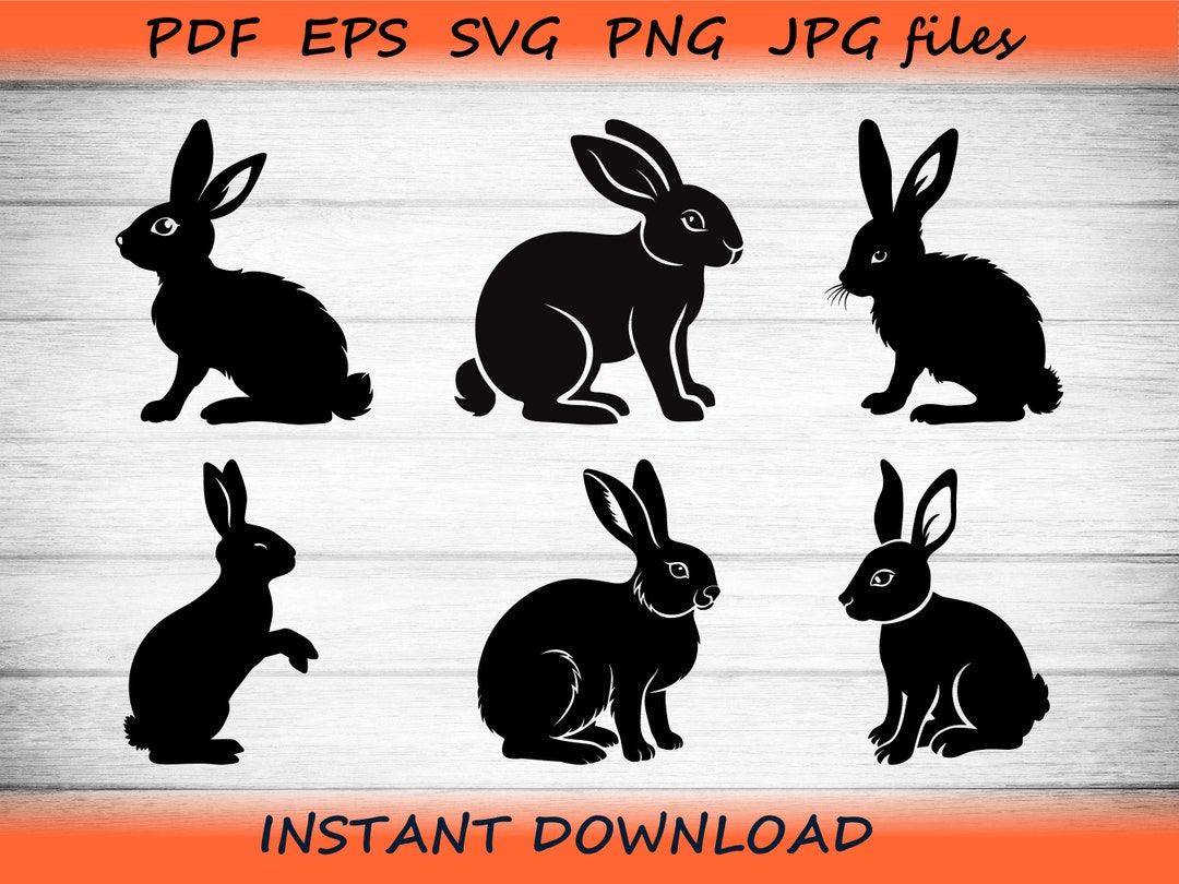 Rabbit Silhouette Bundle SVG Cut Files Printable Vector Clip Art Pdf ...